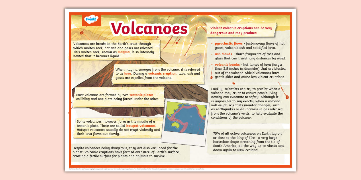 Volcanoes Information Display Poster (teacher made) - Twinkl