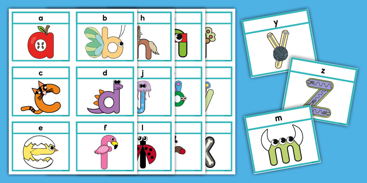 Lowercase Letter Sounds Alphabet Flash Cards (teacher made)