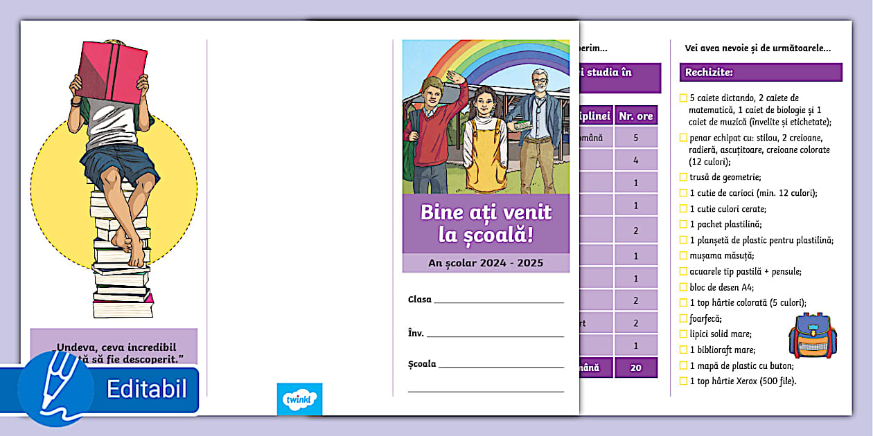 Pliant pentru prima zi de școală a clasei a III-a – România