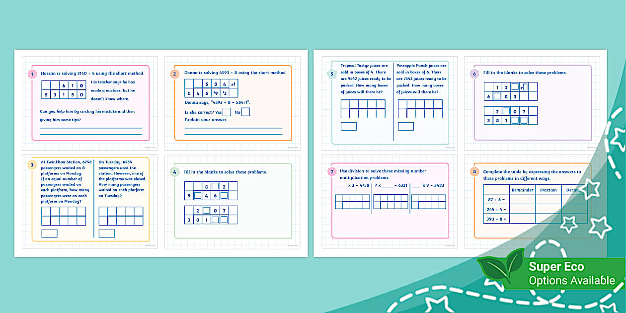 Division Challenge Cards (Ages 9 - 10)