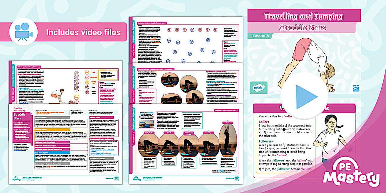 Gymnastics Travelling and Jumping Lesson: Straddle Stars