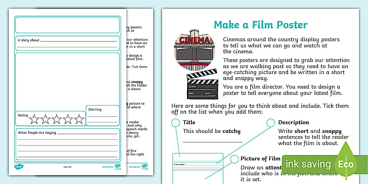 Editable Make a Film Poster Activity (teacher made) - Twinkl