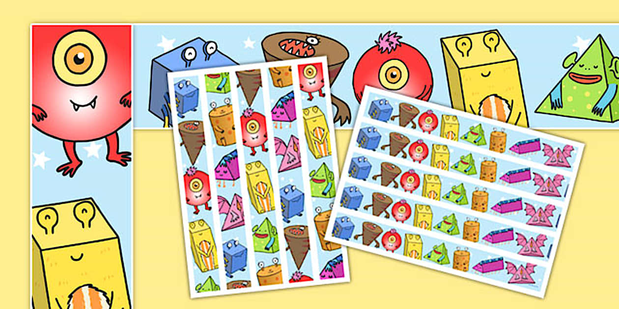 3D Shape Aliens Display Borders (teacher made) - Twinkl