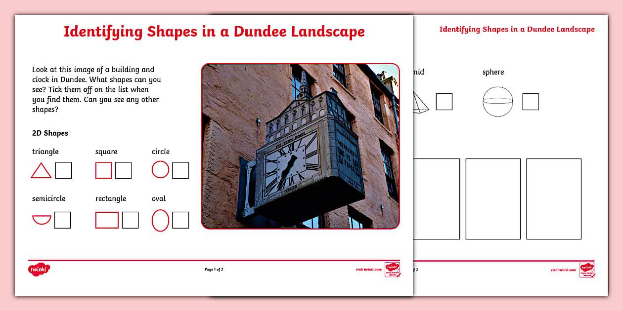 Identifying Shapes in a Dundee Landscape Activity Sheet