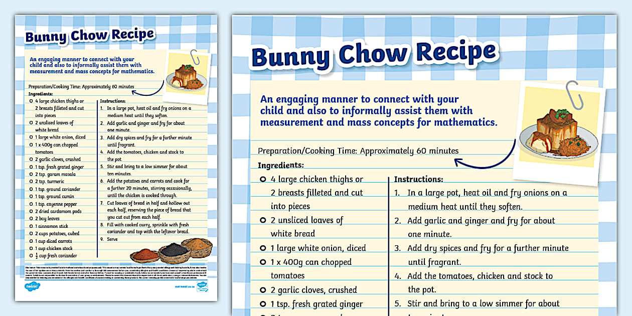 Bunny Chow Recipe – Parents Guide - Twinkl
