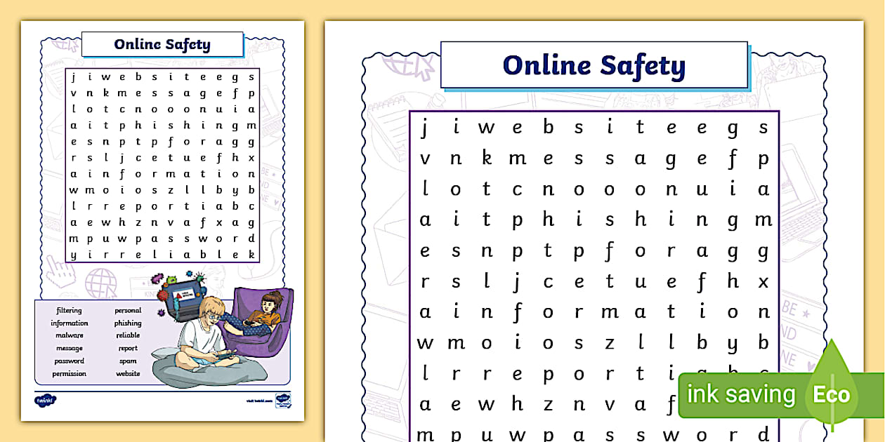 KS2 Online Safety Word Search (teacher made) - Twinkl