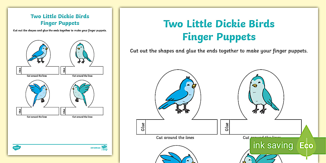 Two Little Dickie Birds Finger Puppets (teacher made)
