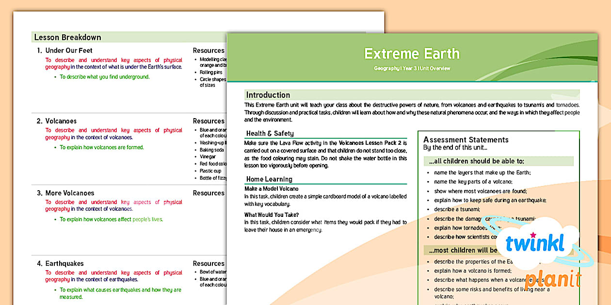Geography: Extreme Earth Year 3 Planning Overview - Twinkl
