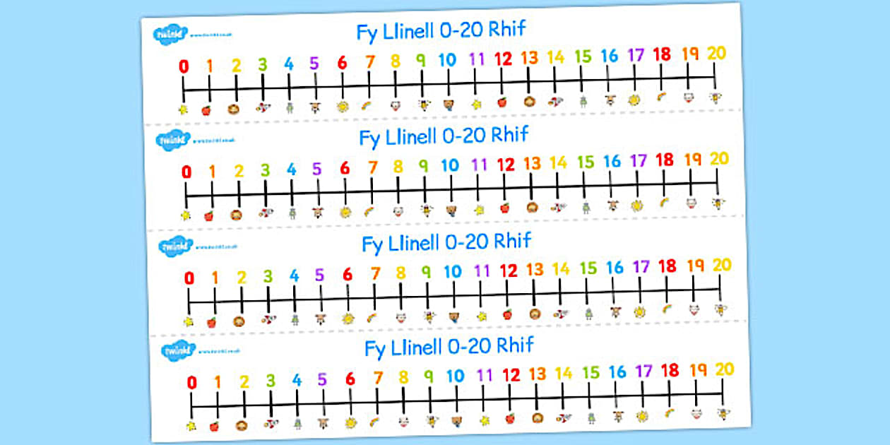 Welsh Number Line 0-20 (teacher made) - Twinkl