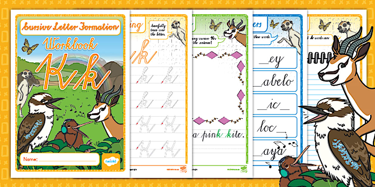 Grade 3 English Cursive Letter Formation Workbook - Kk (CAPS)
