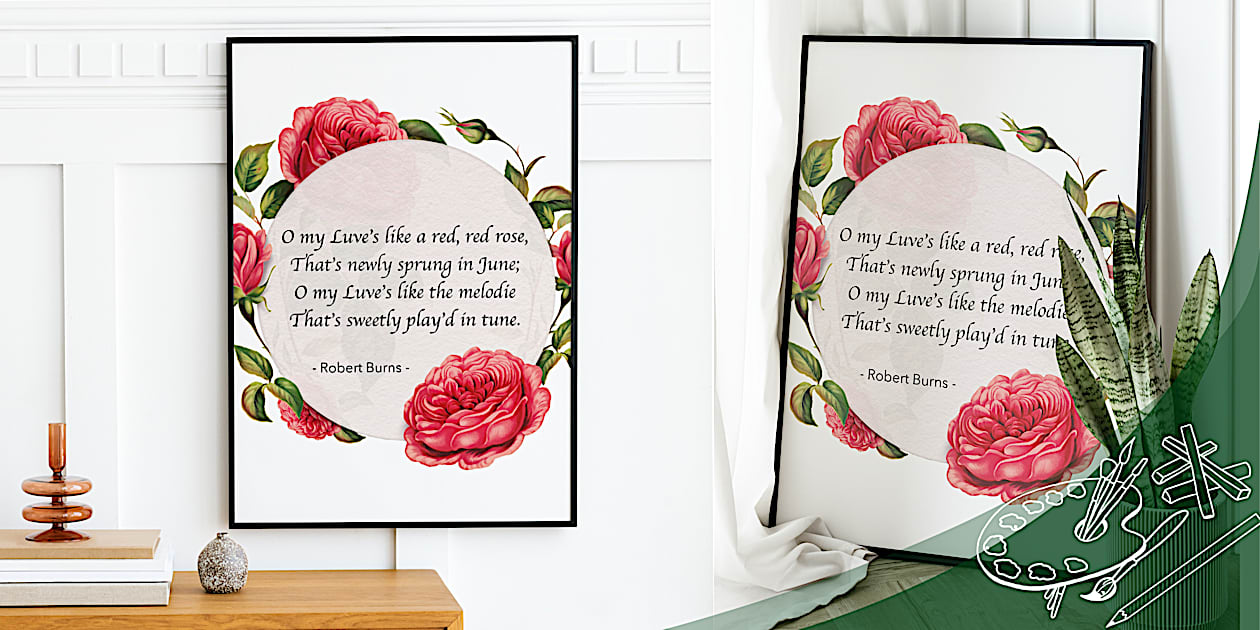A Red, Red Rose | Botanical-Themed Robert Burns Poster