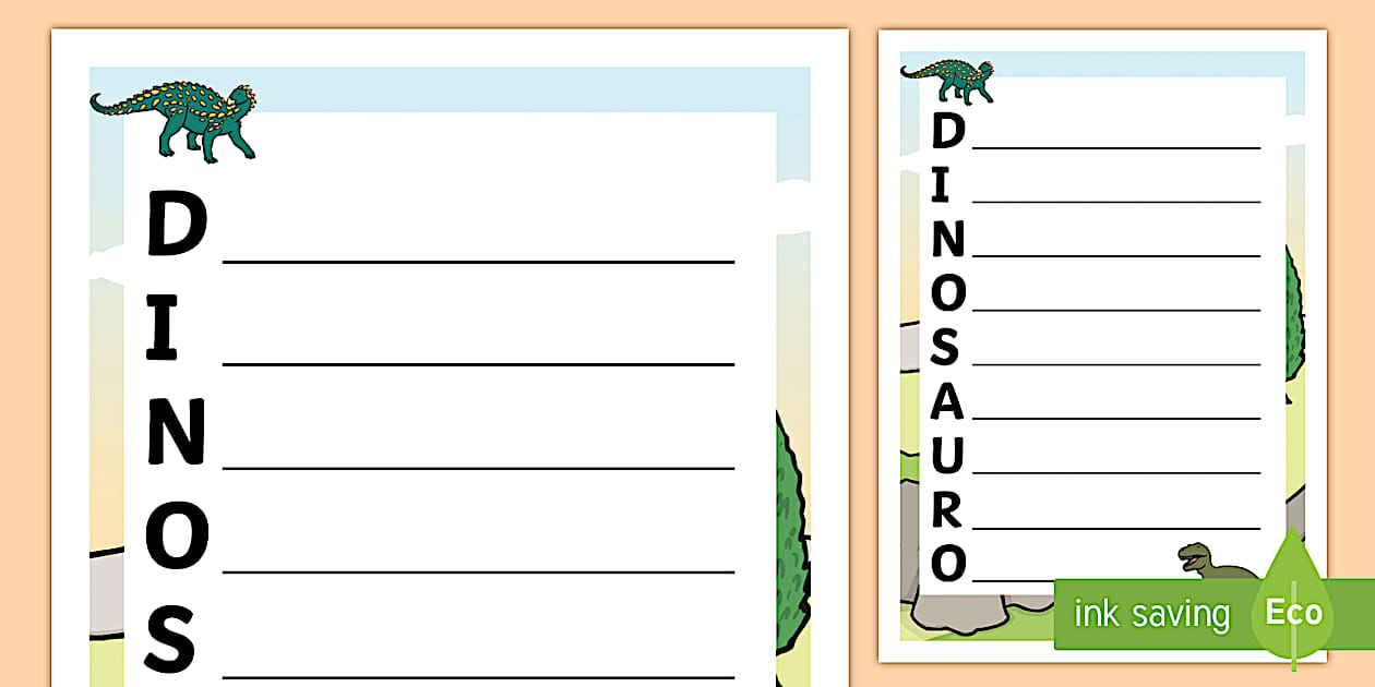 Dinosaur Acrostic Poem Template English/Italian - Dinosaur Acrostic Poem