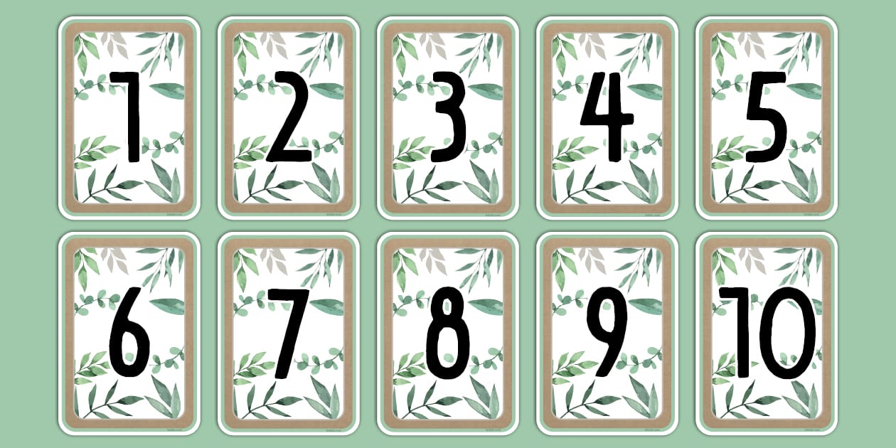Muted Botanical Themed Number 1-10 Flashcards (teacher made)