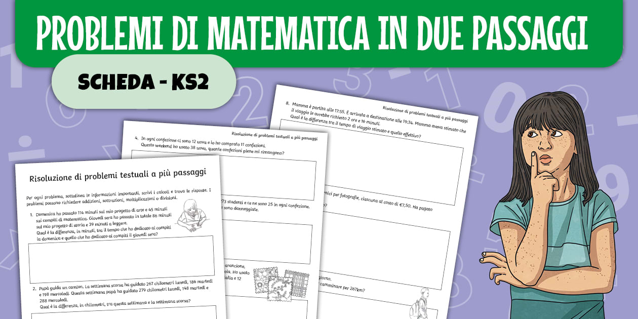Problemi di matematica in due passaggi: scheda