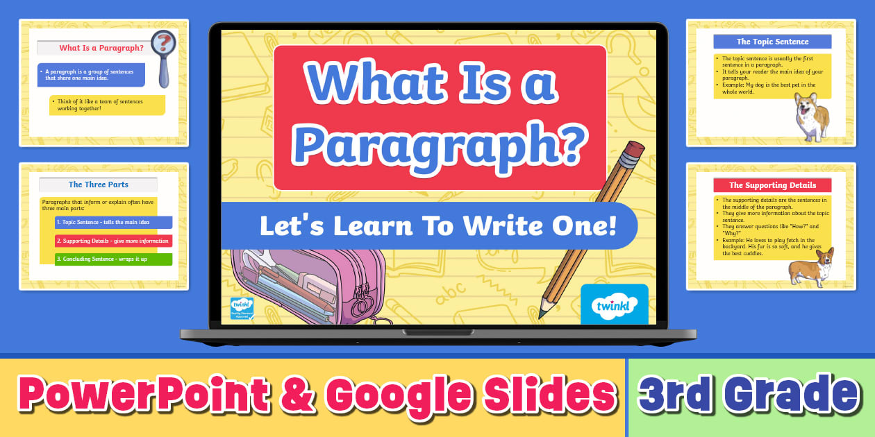 Third Grade Writing a Paragraph PowerPoint & Google Slides