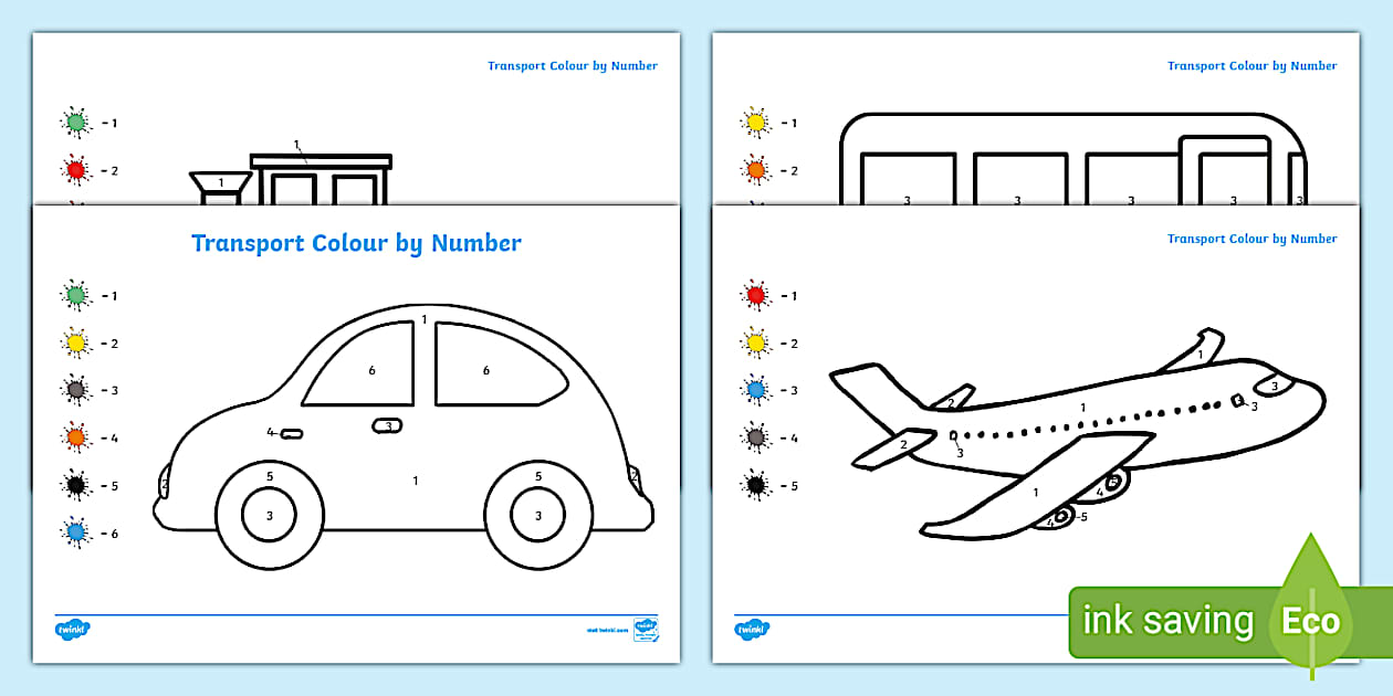 Transport Colour by Number - KS1 (teacher made) - Twinkl