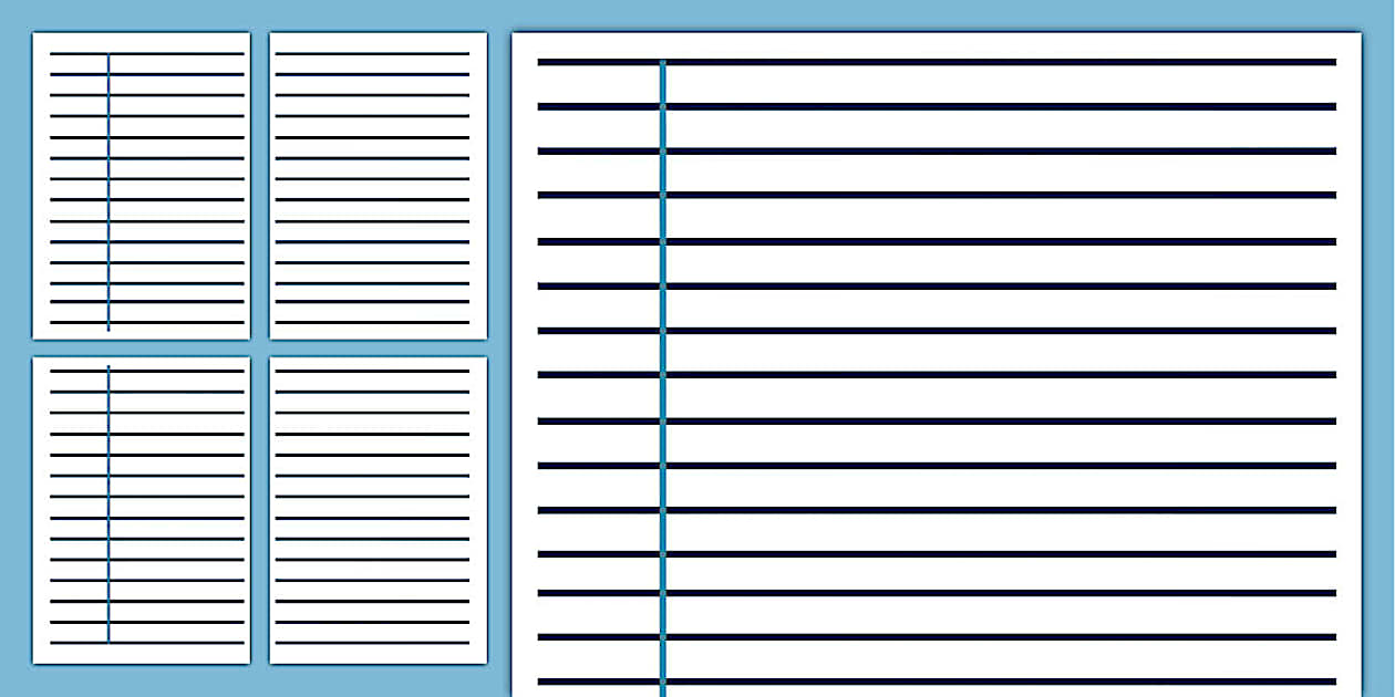Giant Blue Margin Narrow Lined Paper Page Display - Twinkl