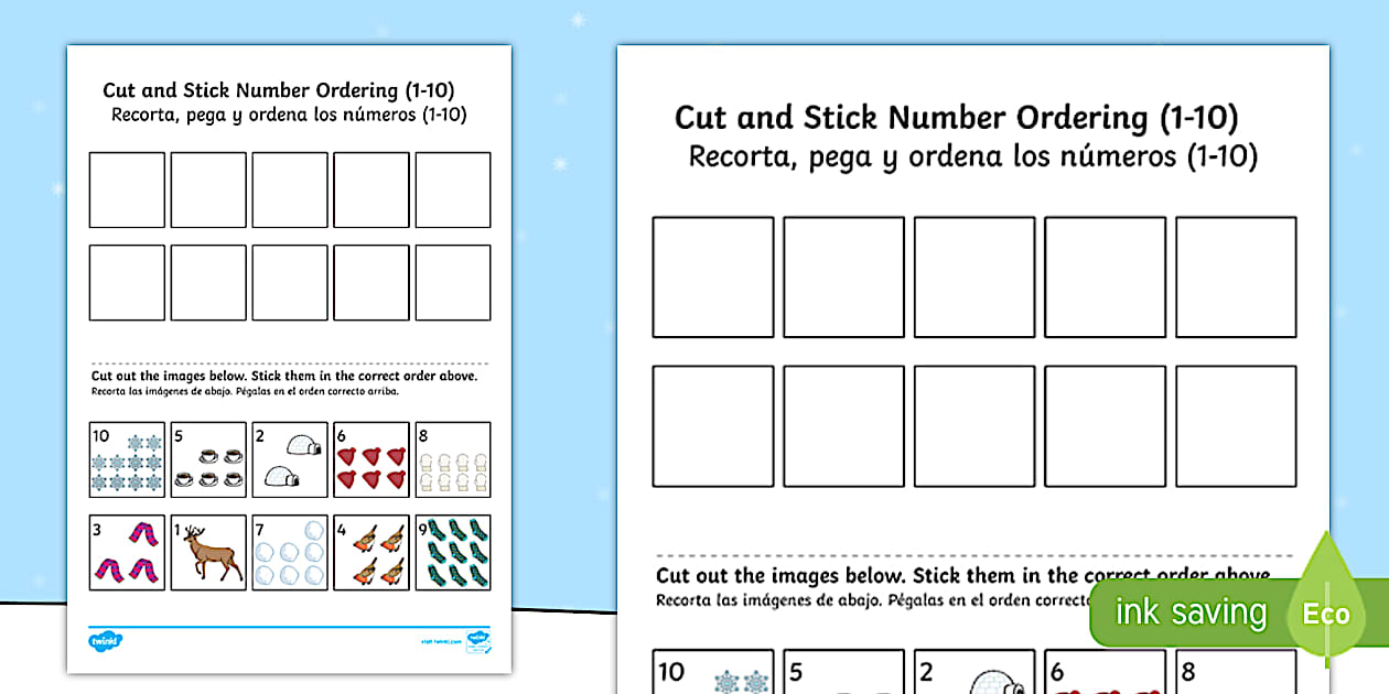 Winter Themed Cut and Stick Number Worksheet / Worksheet - English ...