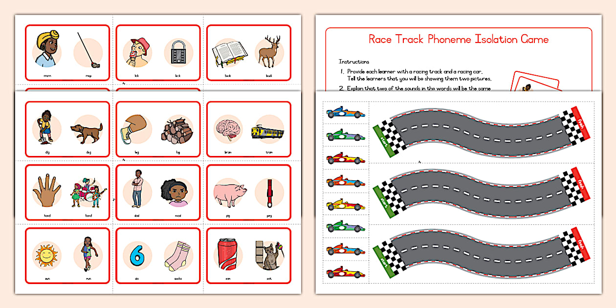 FREE! - Grade 1 Phonics Term 1: Race Track Phoneme Isolation Game