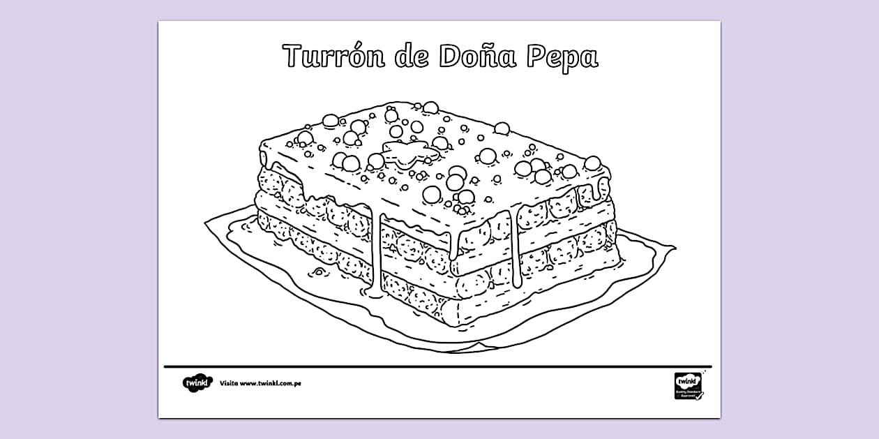 Dibujo del turrón de Doña Pepa para colorear | Twinkl Perú