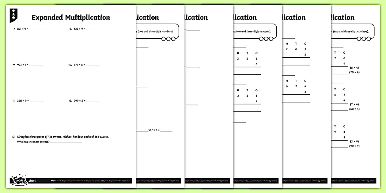 Expanded Multiplication Worksheet - Primary Resources