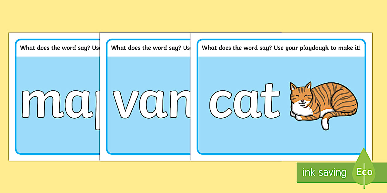 SA CVC Word Playdough Mats (a) (teacher made) - Twinkl