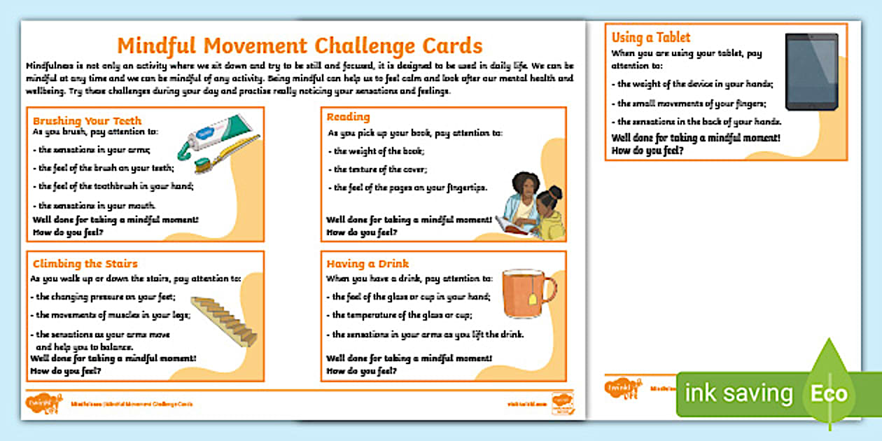 Mindfulness | Mindful Movement Challenge Cards | Wellbeing