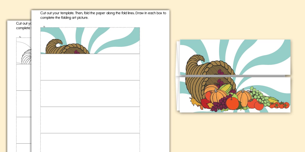 Cornucopia Folding Art Template (teacher made) - Twinkl