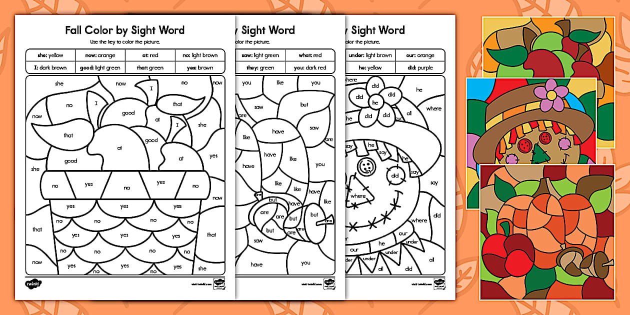 Fall Color by Sight Word | ELA Resource | Twinkl USA