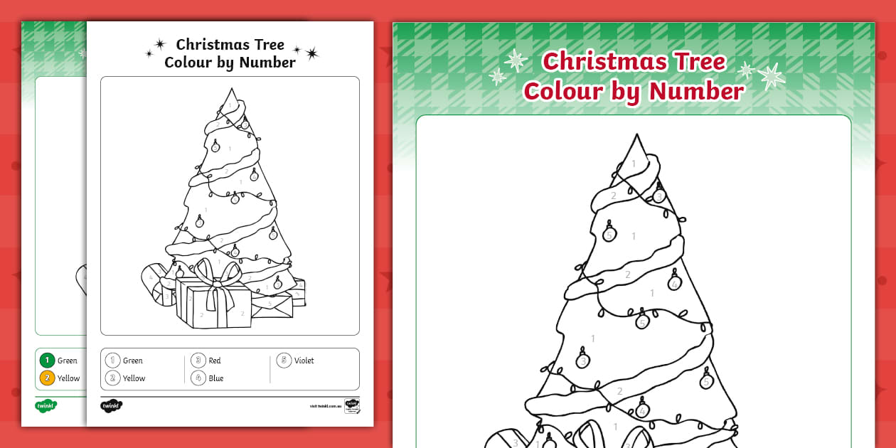 Christmas Tree Colour by Number Worksheet (Teacher-Made)