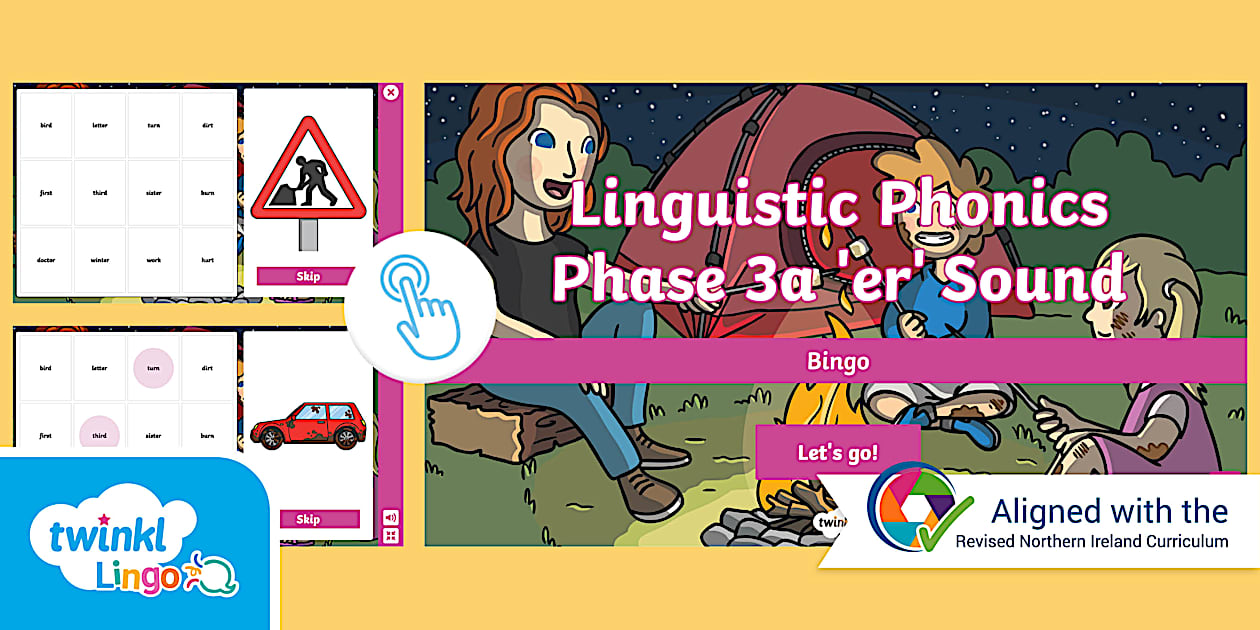 Linguistic Phonics Phase 3a 'er' Sound Bingo Game - Twinkl
