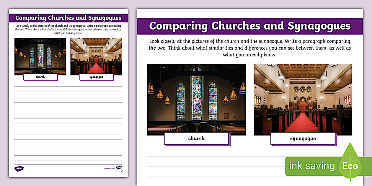 Churches and Synagogues Comparison Activity (teacher made)