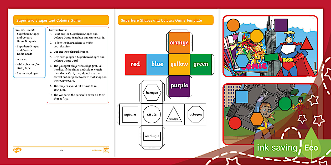 Superhero Shapes and Colours Game (teacher made) - Twinkl