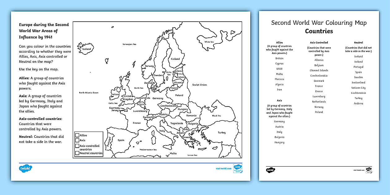 World War 2 Europe Map Worksheet | Resource | Twinkl USA