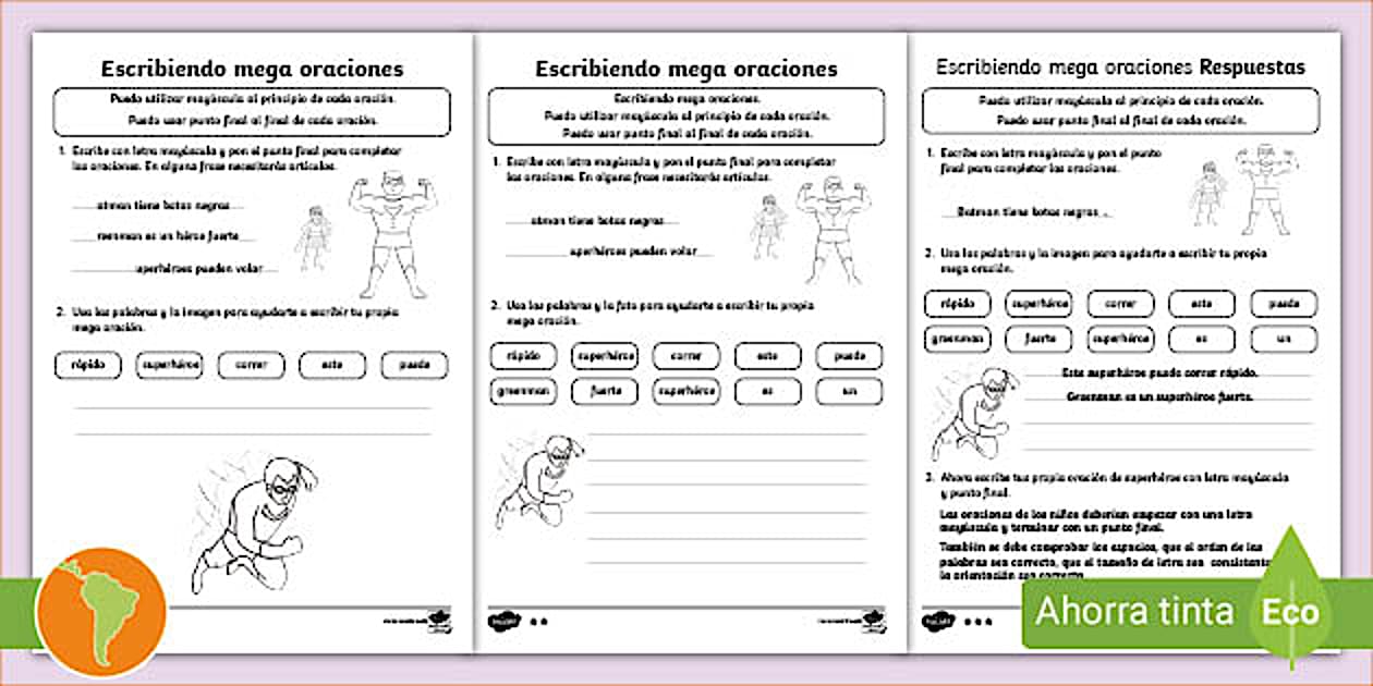 Actividad: Escribir oraciones simples - Twinkl