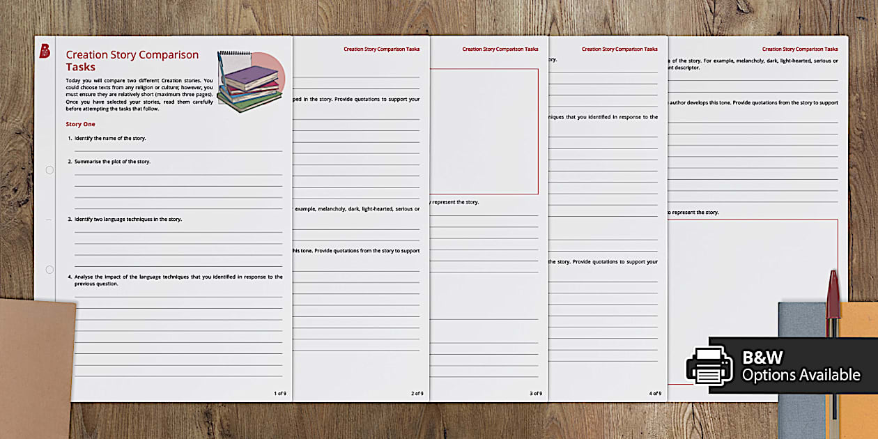 Creation Story Comparison Tasks (teacher made) - Twinkl