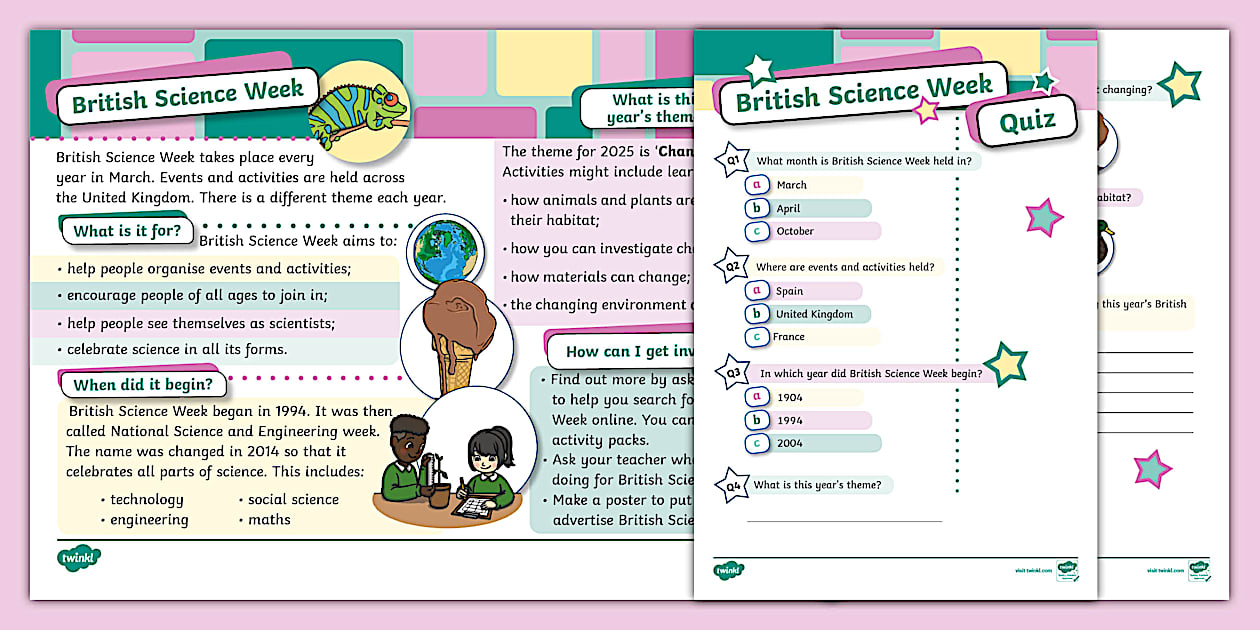 KS1 British Science Week 2025 (Change and Adapt) Fact File & Quiz