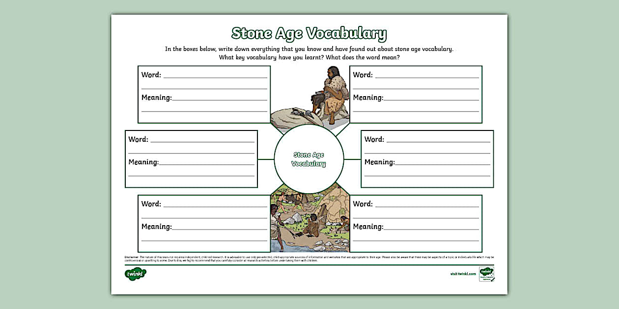 Stone Age Vocabulary Mind Map (teacher made) - Twinkl