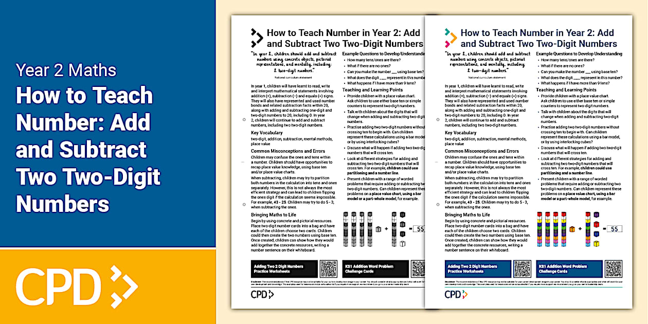 How to Teach Number in Year 2: Add and Subtract Two Two-Digit Numbers