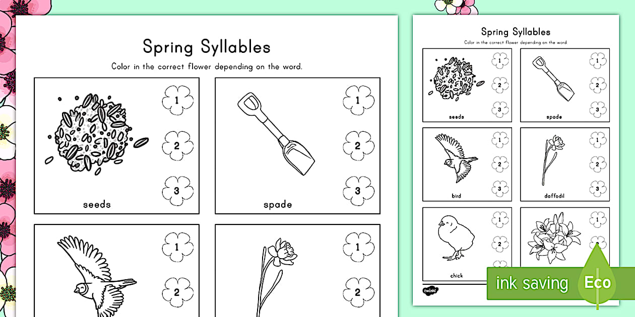 Fun Spring Syllables Activity for Kindergarten | Twinkl USA