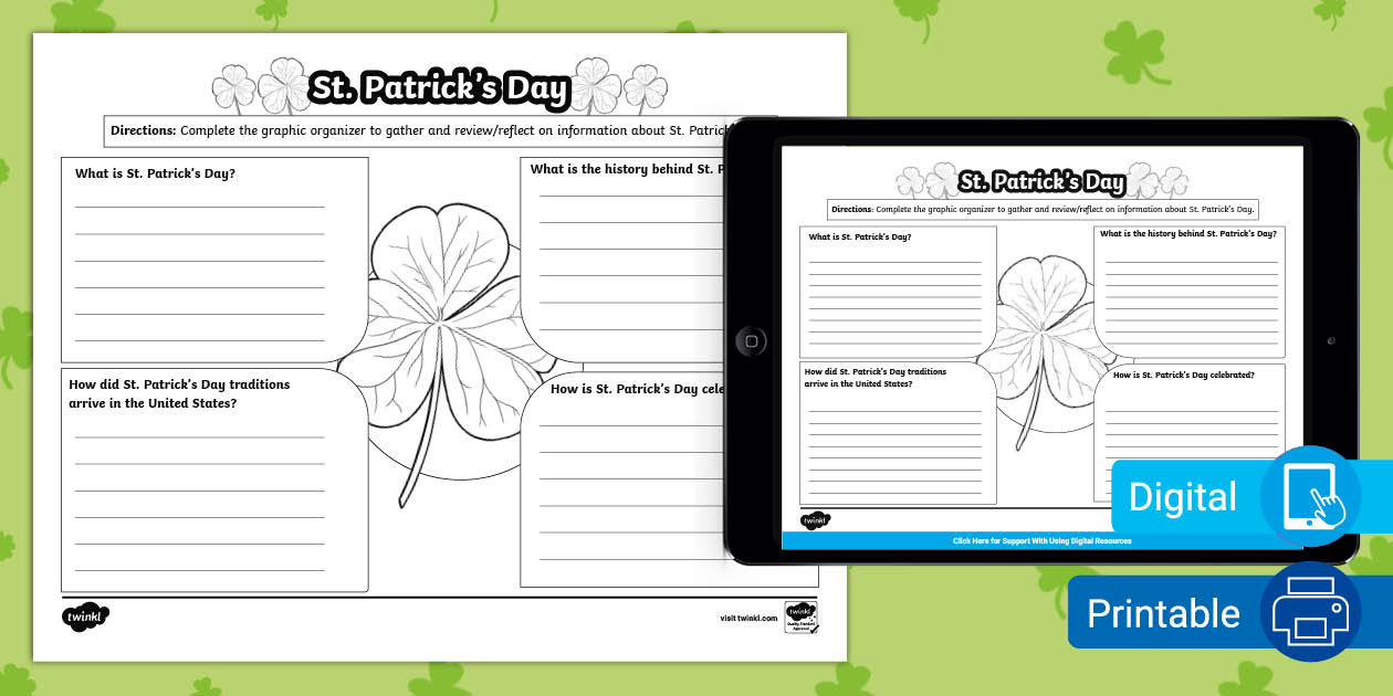 St. Patrick's Day Research Notes for 6th-8th Grade - Twinkl