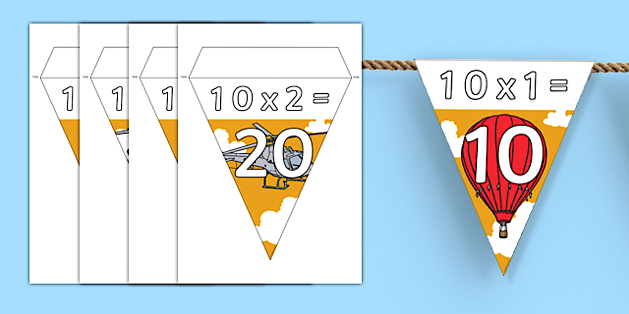 Transport Themed 10 Times Table Bunting (teacher made)
