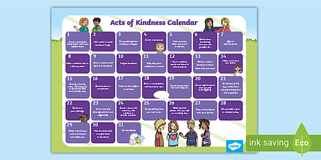 Acts of Kindness Calendar F-2 (Teacher-Made) - Twinkl
