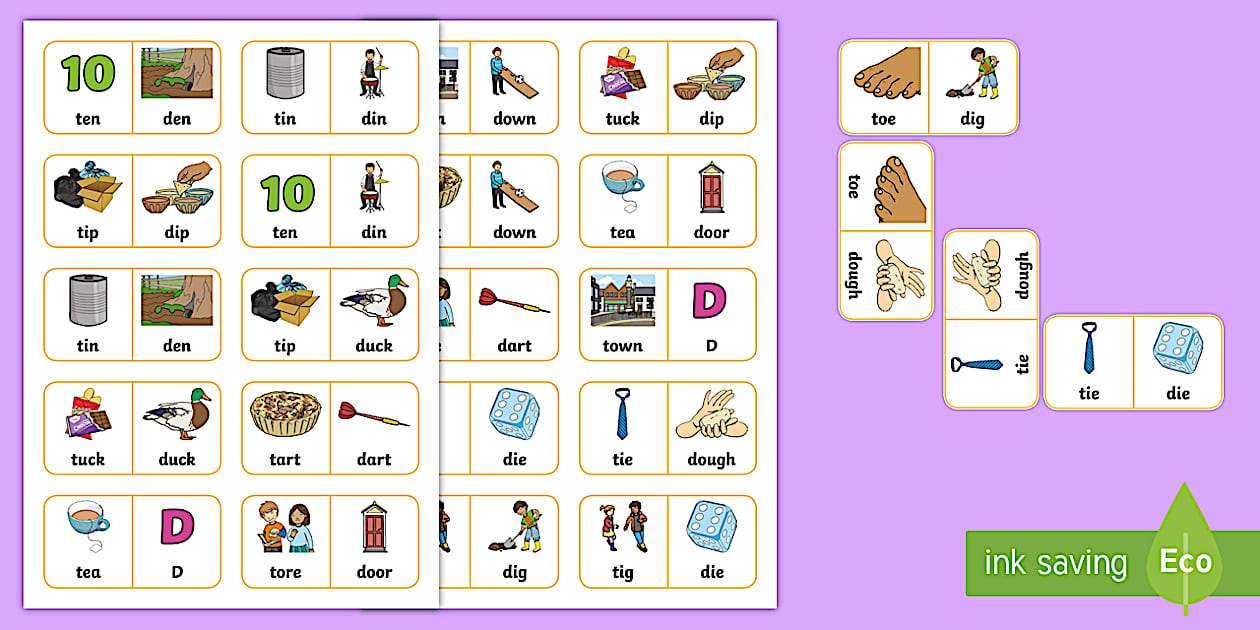 'd' and 't' Minimal Pairs - Speech Pathology (Teacher-Made)