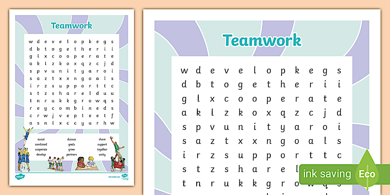 Teamwork Word Search, Working as a Team Keywords - Twinkl