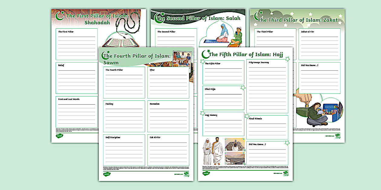 The Five Pillars of Islam Fact File Template Pack - Twinkl