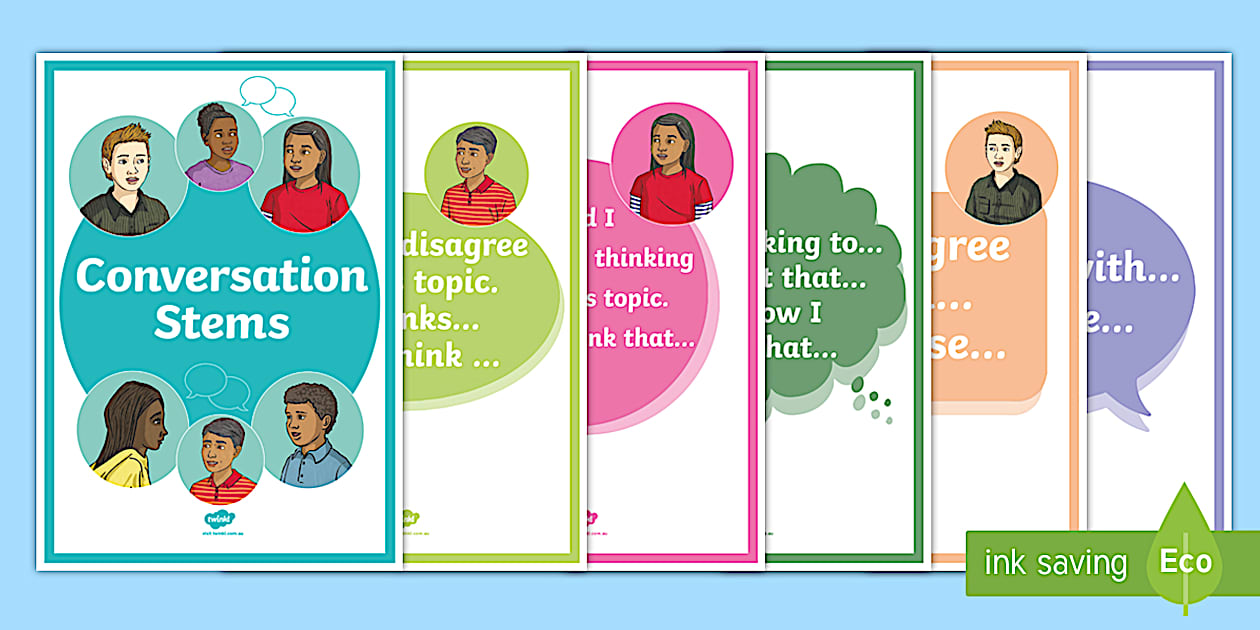 Editable Conversation Stems Display Posters (teacher made)