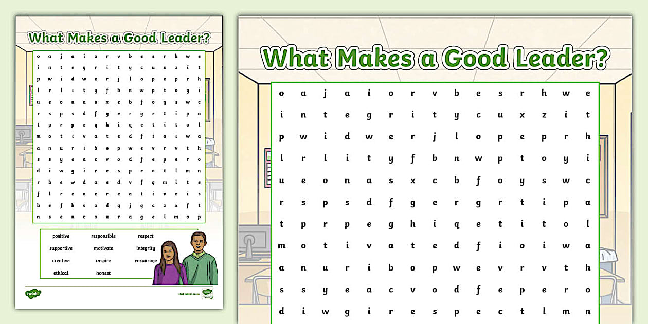 What Makes a Good Leader - Word Search (teacher made)