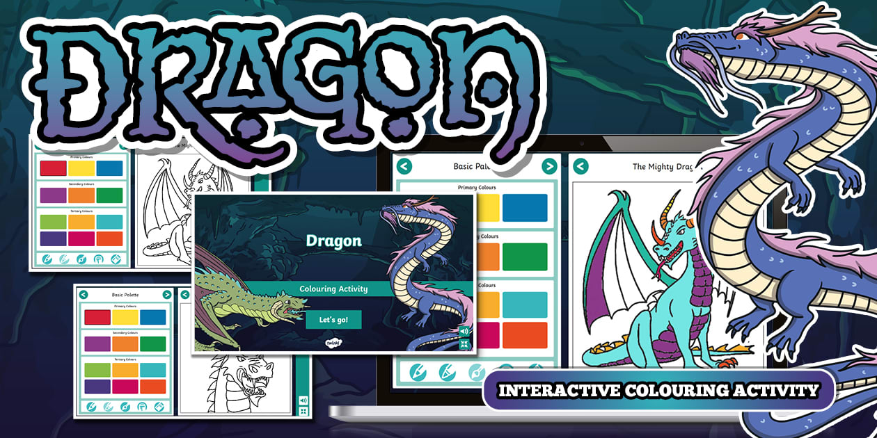 Dragon Interactive Colouring - Twinkl Arts