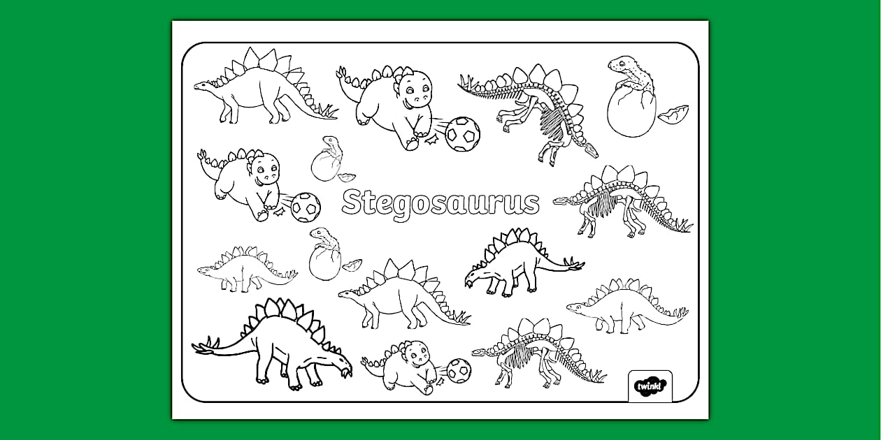Stegosaurus Doodle Colouring Page (professor feito) - Twinkl